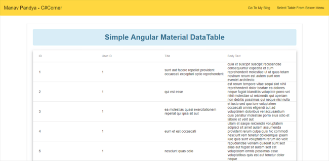 Angular Material Datatable With Angular 6 - Part One